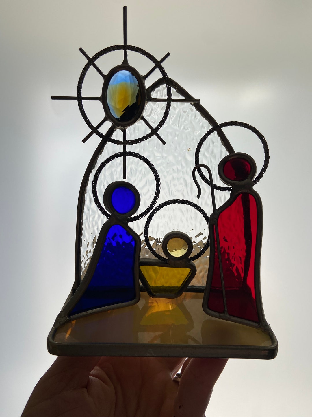 Wonderful Vintage Creche Nativity Set Stained Glass Suncatcher - Etsy