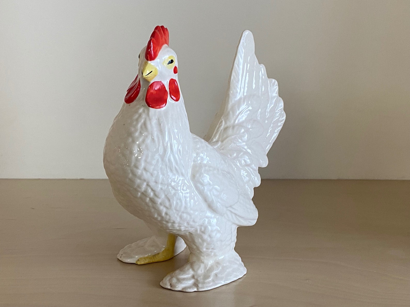Vintage Hen and Rooster Pair White Ceramic - Etsy