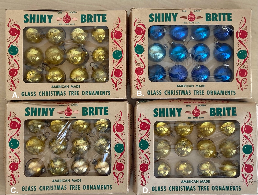 Vintage Shiny Brite Ornaments MINI Dozen Box Four Boxes Available - Etsy