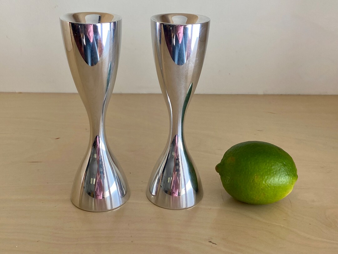 Near Mint Pair of Nambé Studios Flare Candlesticks High Shine Alloy ...