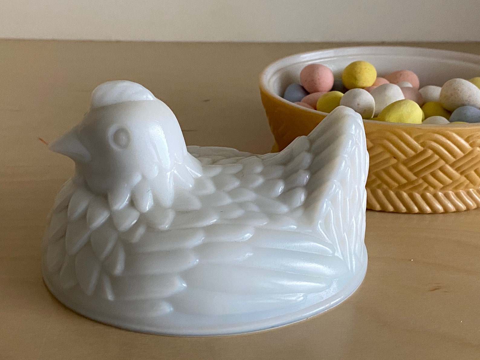 Vintage Milk Glass Hen on Nest Chicken Covered Dish Easter | Etsy