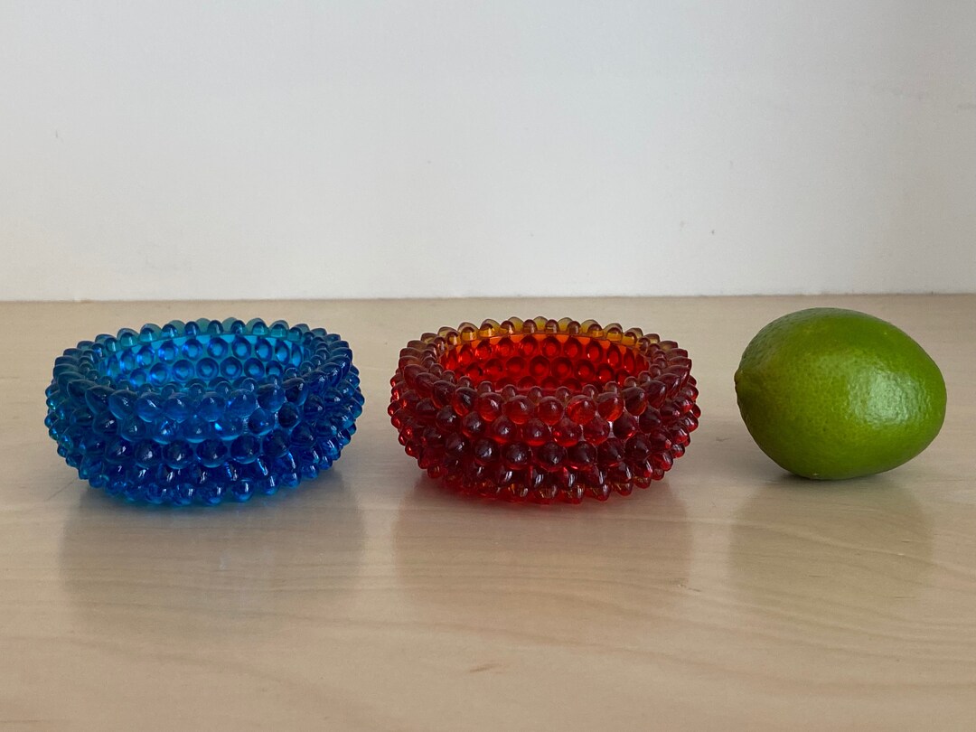 Colorful Pair Fenton Glass Hobnail Votive Holders Vintage - Etsy