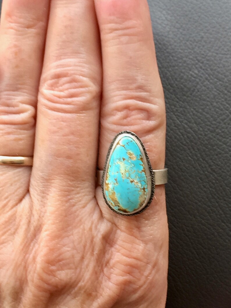 No. 8 Turquoise Ring Sterling Silver Blue Natural Number 8 Spiderweb ...