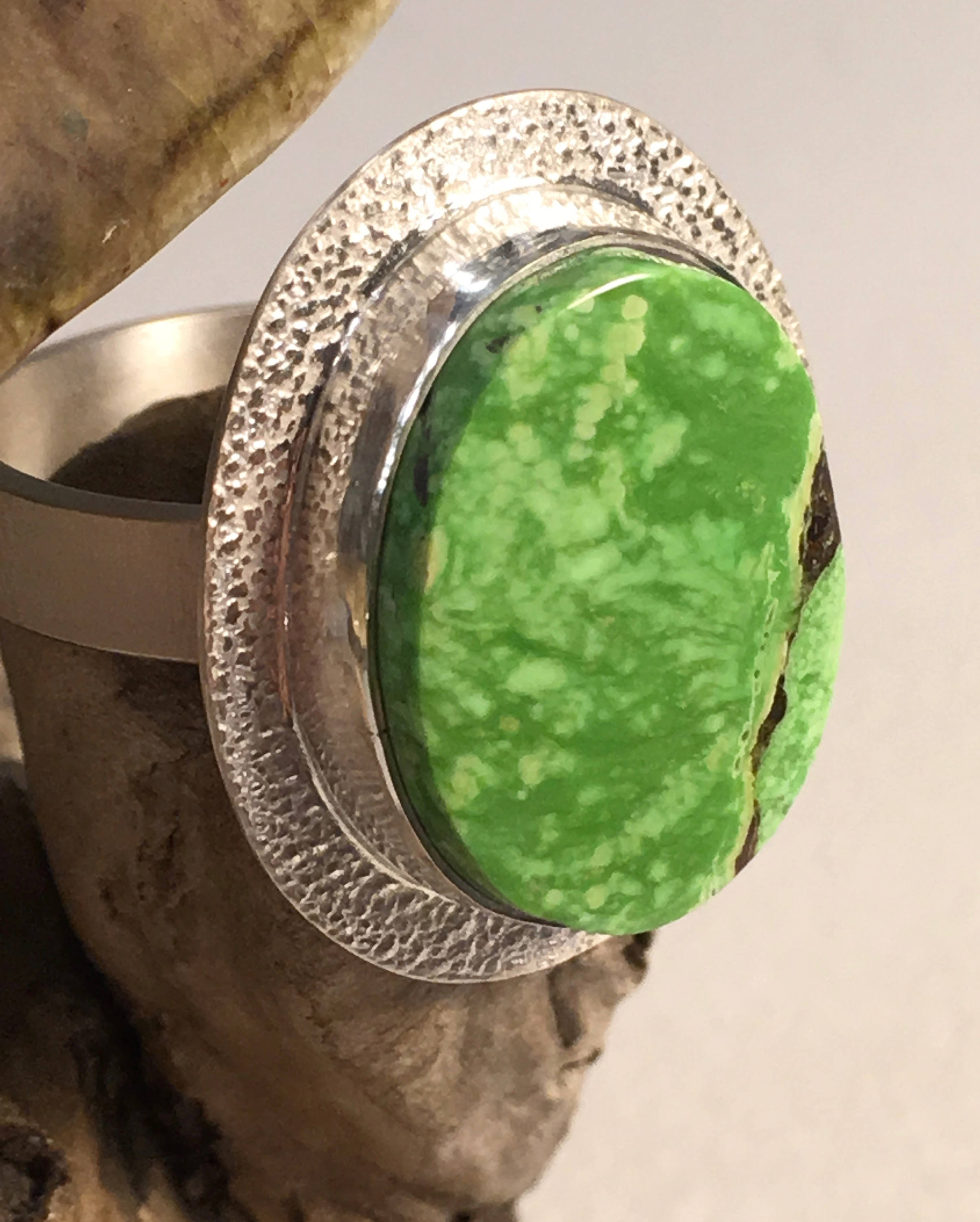 Australian Gaspeite Ring Sterling Silver Natural Oval Gaspeite Apple ...