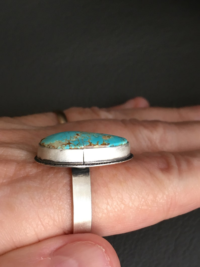 No. 8 Turquoise Ring Sterling Silver Blue Natural Number 8 | Etsy