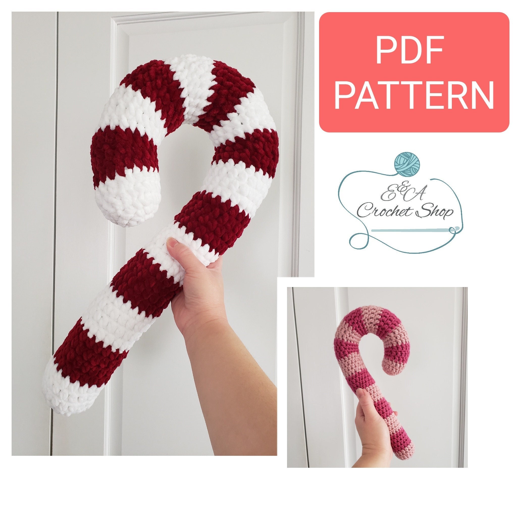 Crochet Candy Cane, Candy Cane, Large Candy Cane, Crochet Candy Cane ...