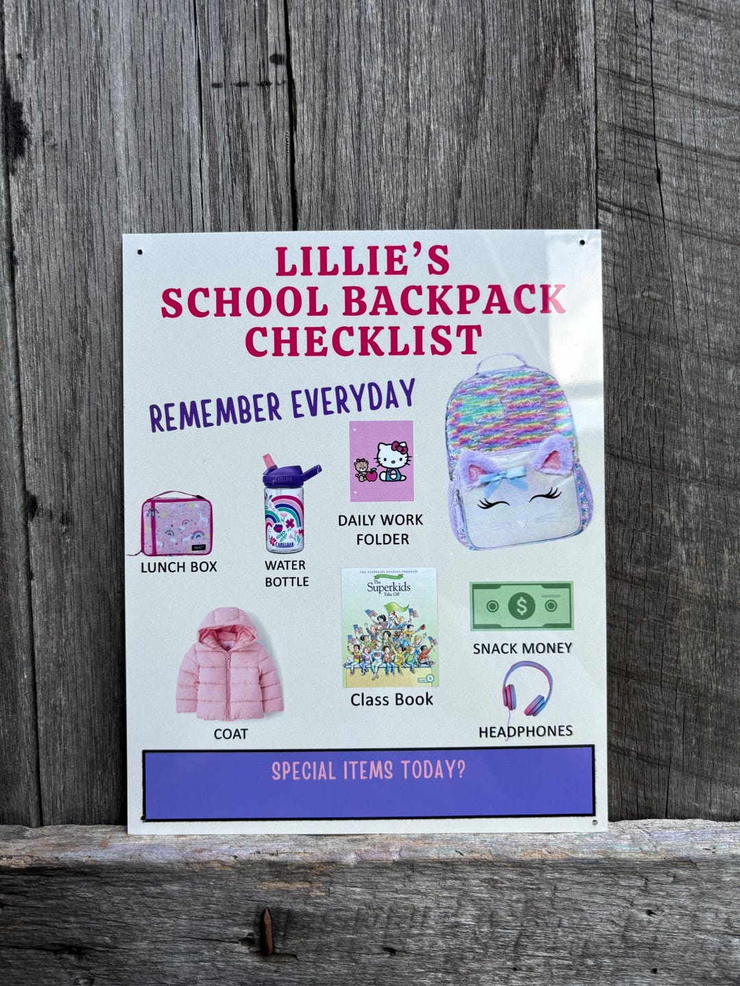 Custom School Backpack Checklist: Personalized Dry-erase Organizer - Etsy