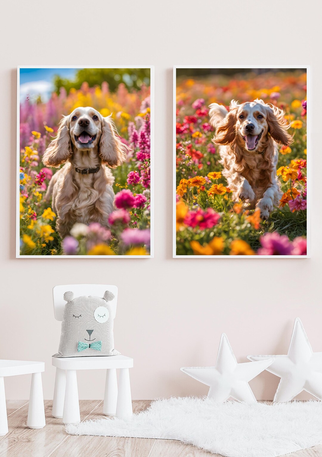 Cocker Spaniel Digital Download Set – 2 Printable Dog Posters – Floral ...
