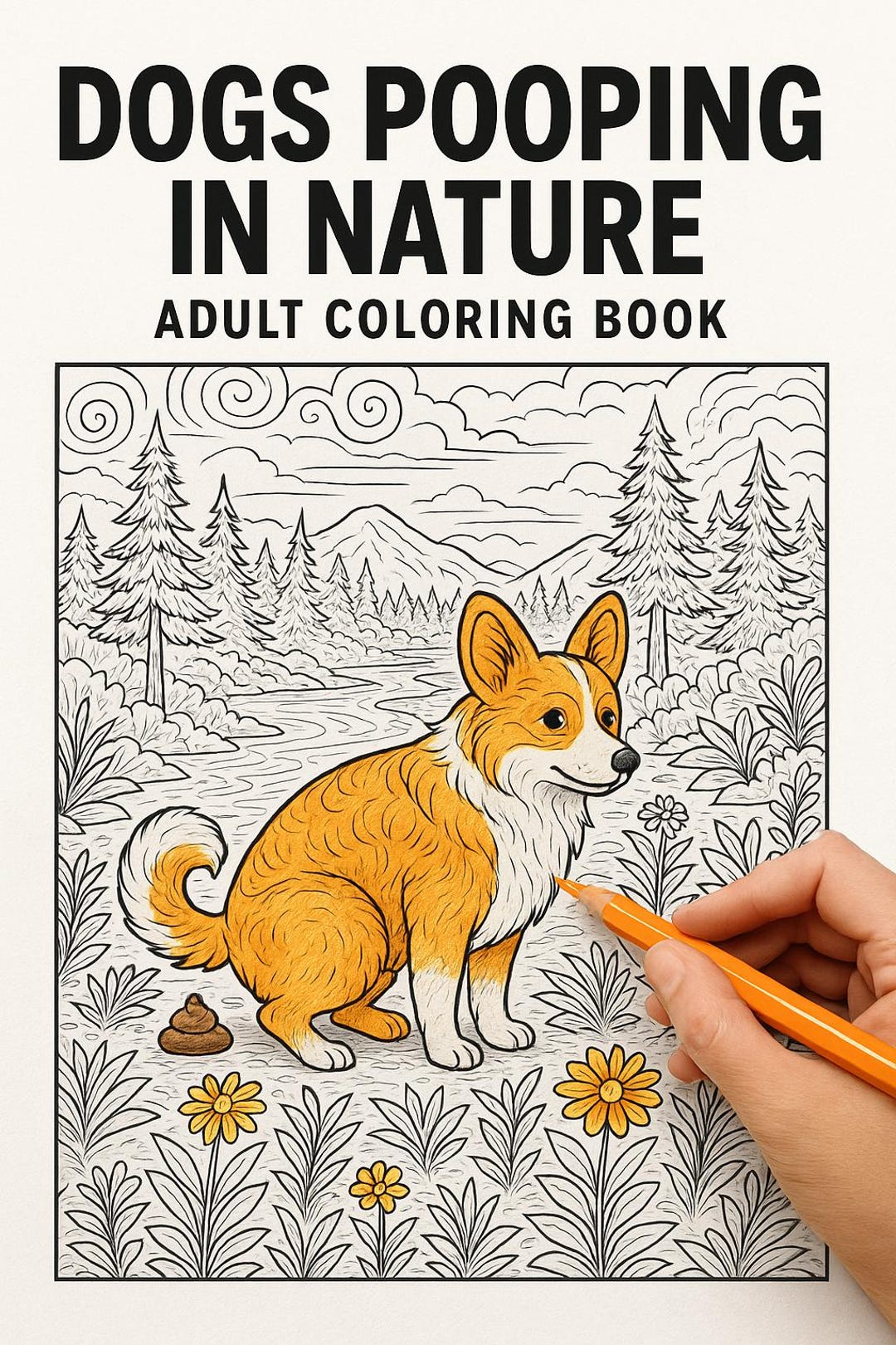 Dogs Pooping in Nature Coloring Book Printable, 20 Pages, Funny Adult ...