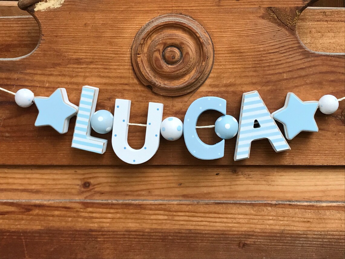 LUCA Personalized Baby Blue Name Sign Wooden Letters Nursery - Etsy