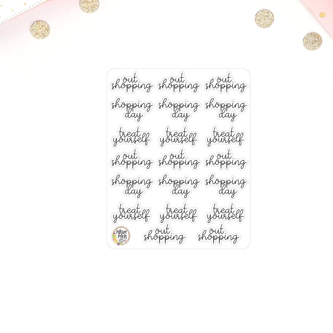 Out Shopping Treat Yourself Assorted Scripts Planner Stickers - Etsy