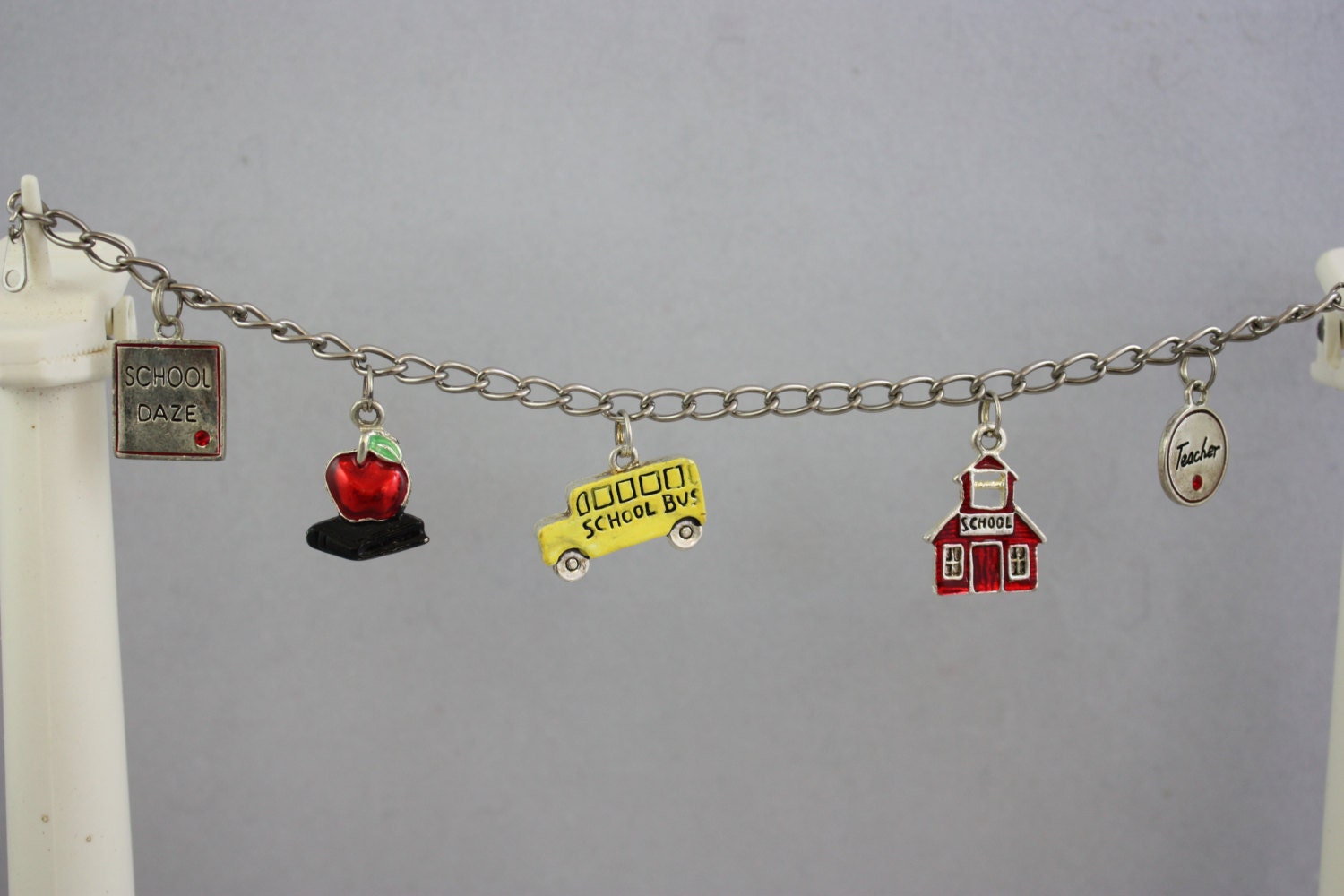 Bracelets Charm Bracelets School Charms Bracelet Chain Link - Etsy