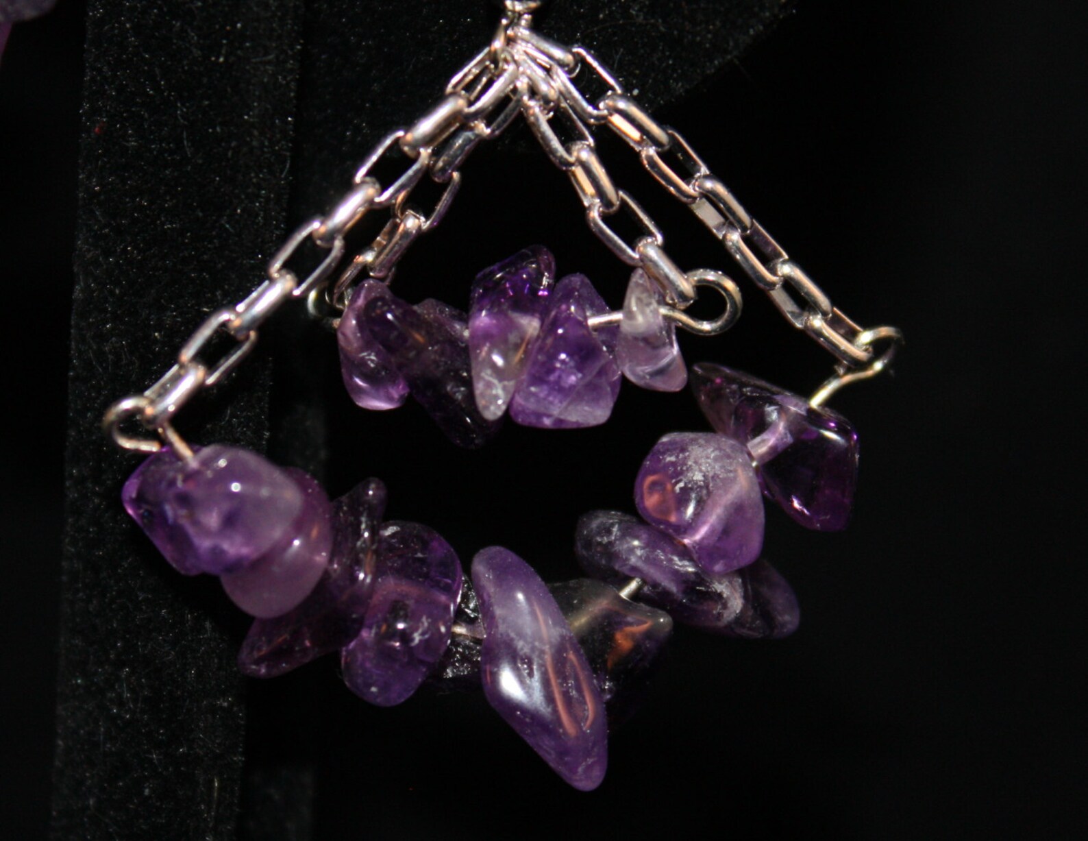 Amethyst Chip Earrings Amethyst Chips Earring Amethyst and Silver Chain ...