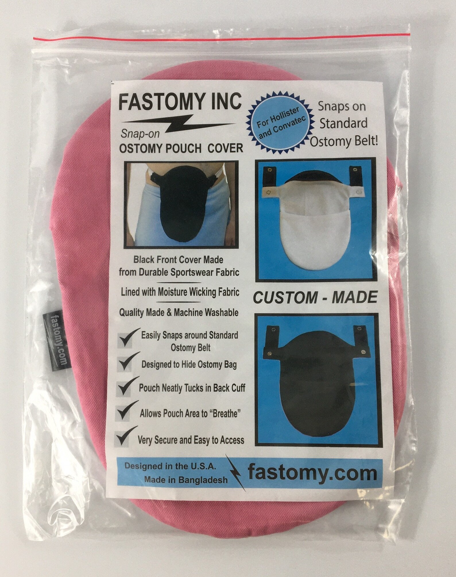 Pink Ostomy Colostomy Urostomy Fastomy Brand Pouch Bag Cover - Snaps On ...