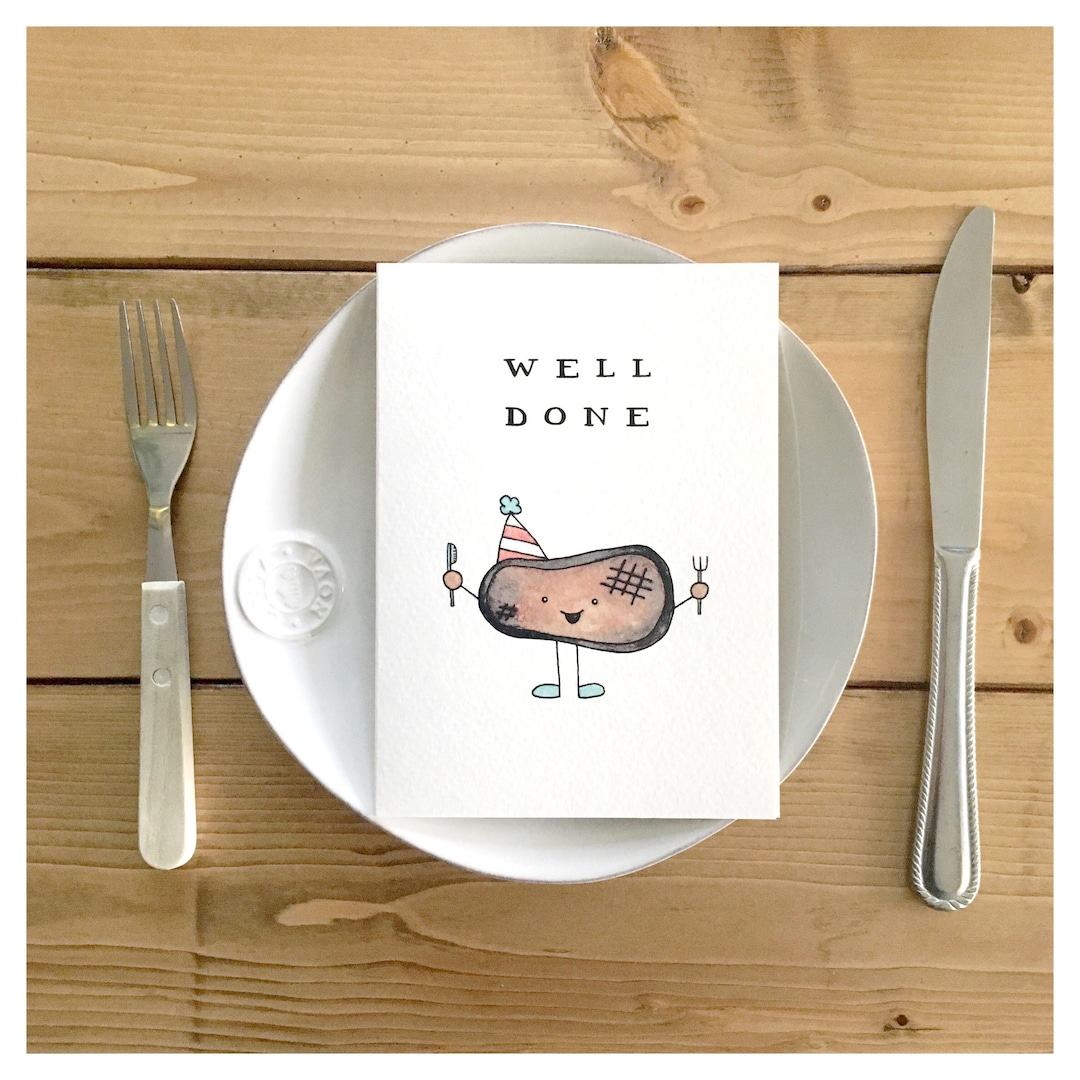 Steak Card Funny Graduation Card, Grad Card, Well Done, Congrats Card ...