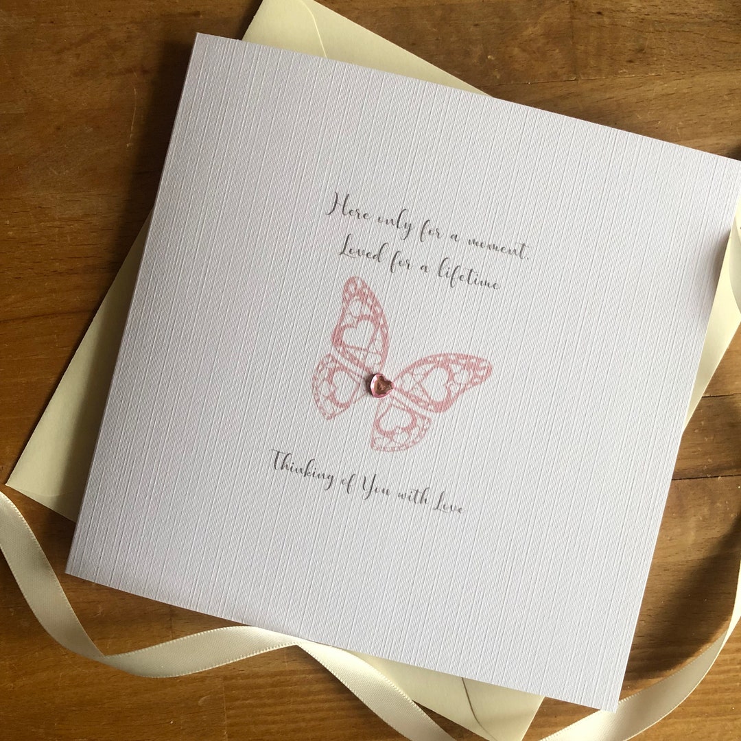 Personalised Sympathy Card for Miscarriage, Baby Loss, Pink Butterfly ...