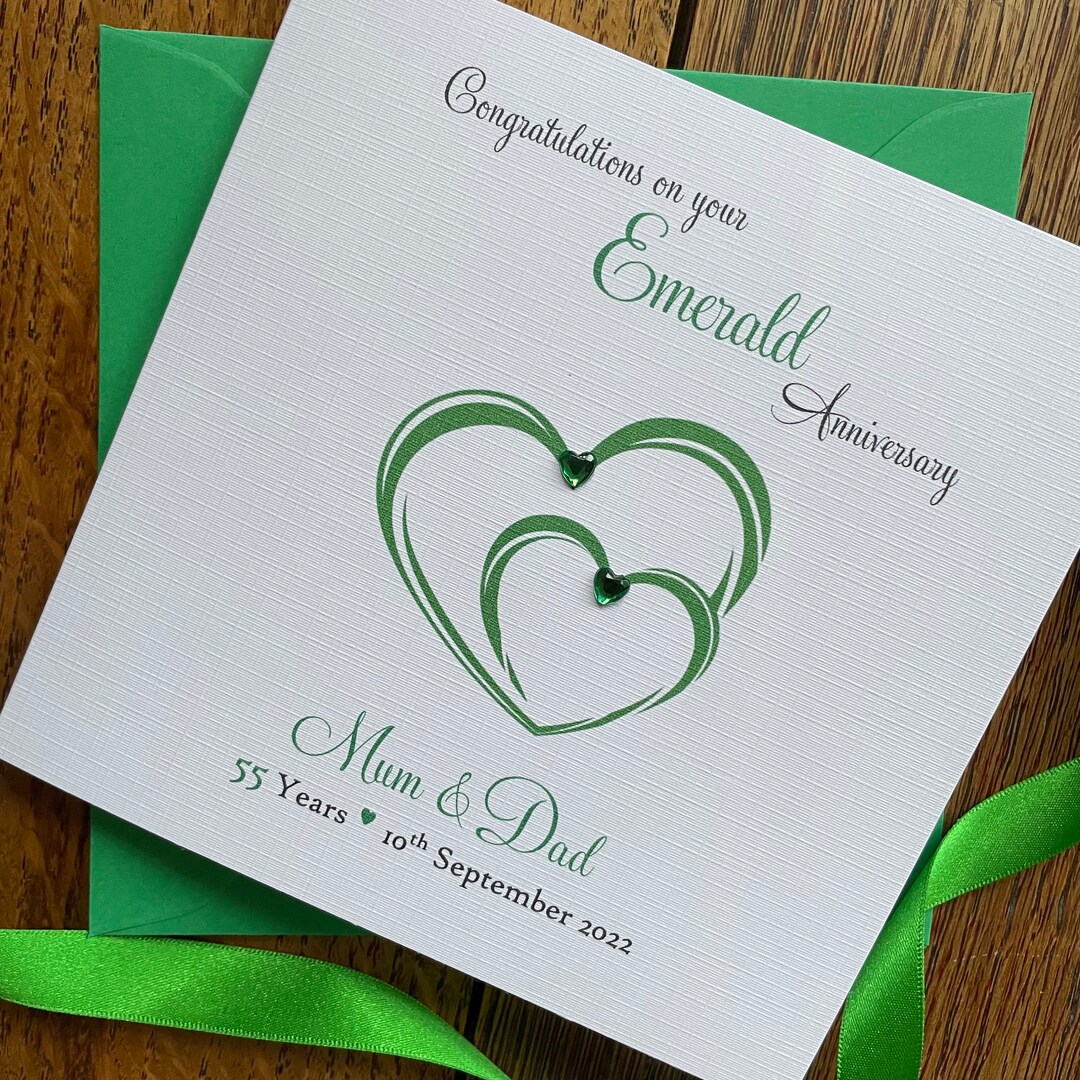 Emerald 55th Wedding Anniversary Card Emerald Interlocking - Etsy