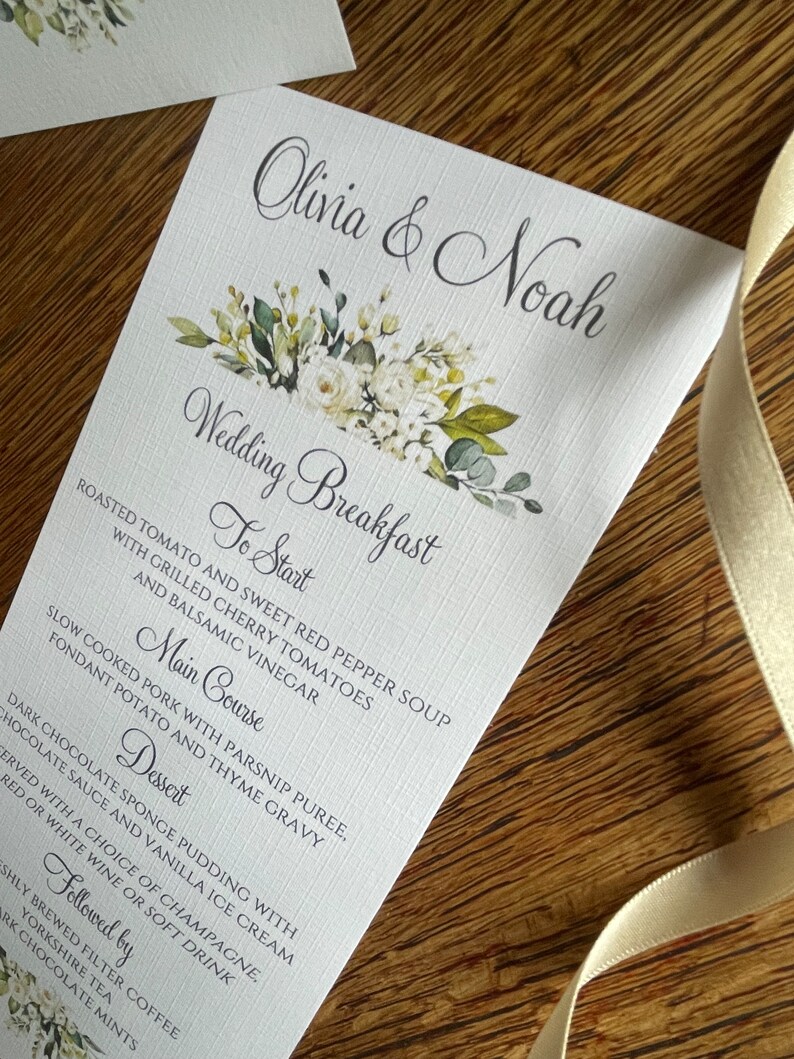 Personalised Wedding Table Menu Cards Botanical Eucalyptus - Etsy