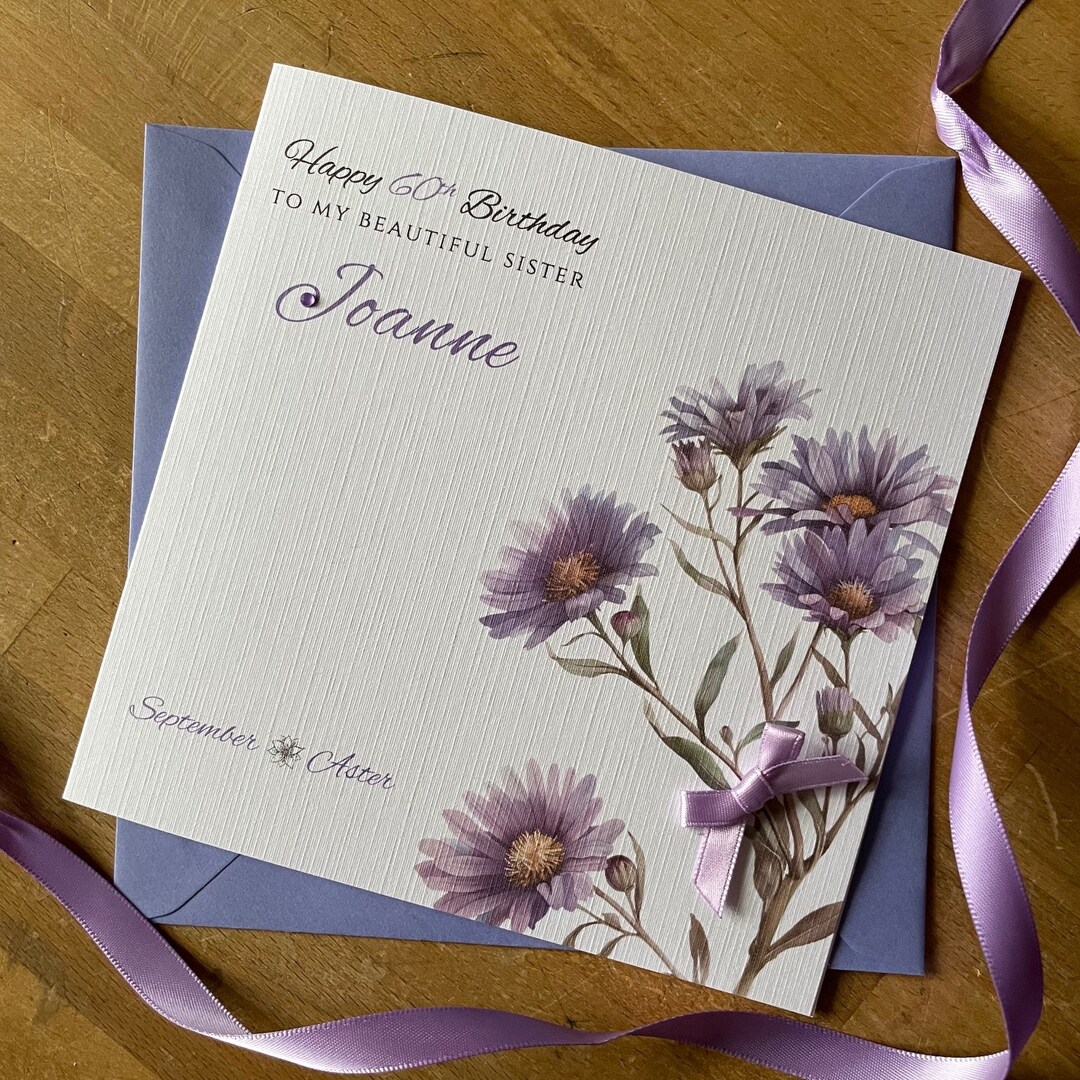 Personalised Birthday Card - Birth Flower Card - Aster - September ...