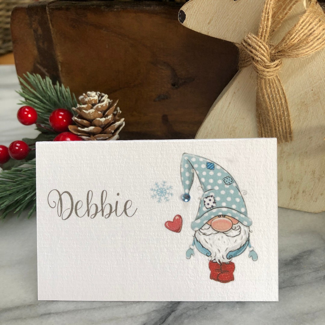 Personalised Christmas Table Name Cards - Christmas Elf - Blue - Table ...