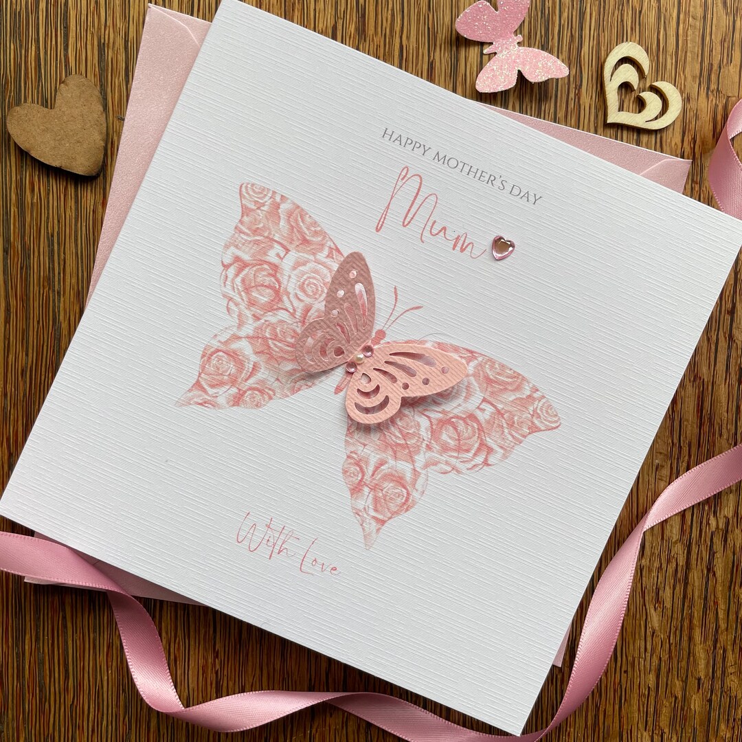 Mother's Day Card 3D Floral Butterfly Happy Mothers Day Butterfly Card ...