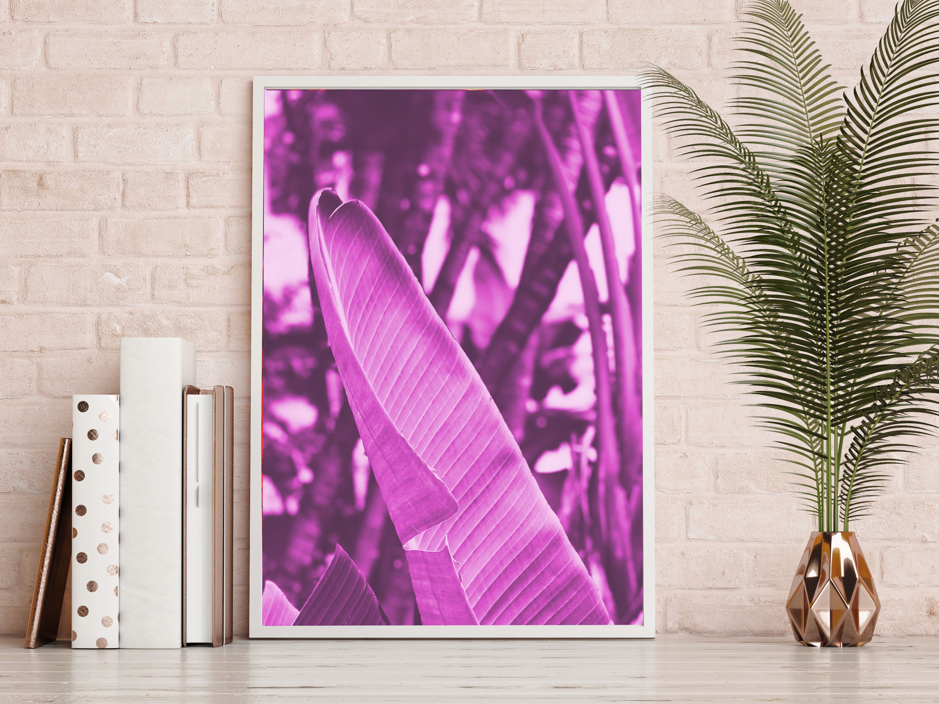 Miami Vice Art Deco Palm Leaf Plant Photography Abstract Print - Etsy