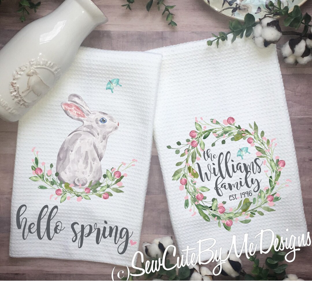 Personalized Spring Kitchen Towel - Personalized Easter Kitchen Towel ...