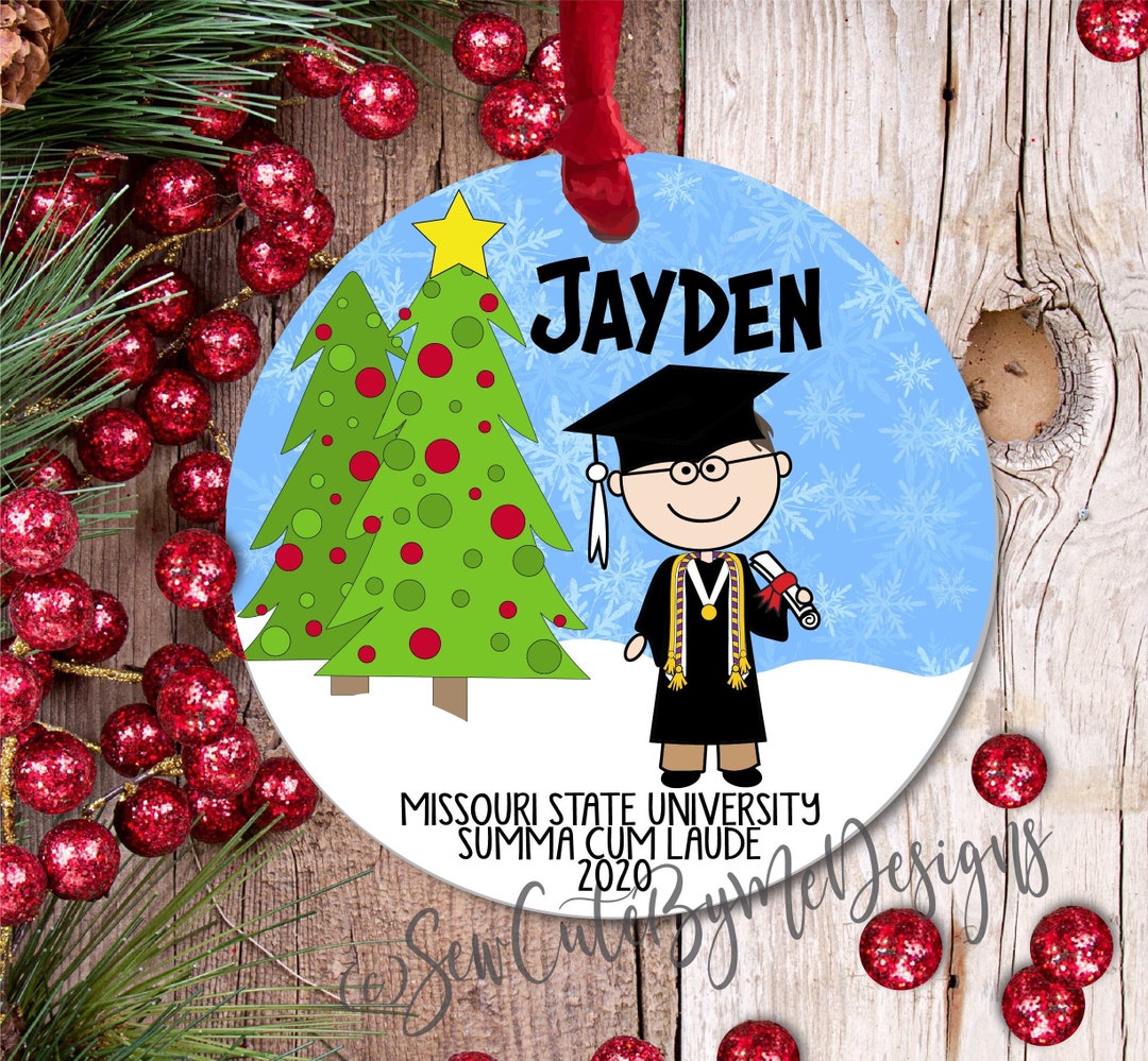 3 Custom Christmas Ornament, Honors Graduate Ornament, Boy Graduate ...