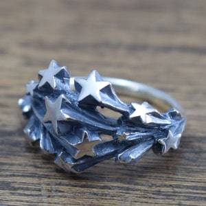 Meteor Stream Ring,star Ring,meteor,ring,delicate Hand Carving,925 ...