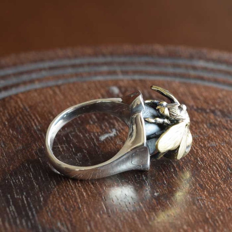 Beehive Ring,bee Ring,delicate Hand Carving,925,solid Sterling Silver ...