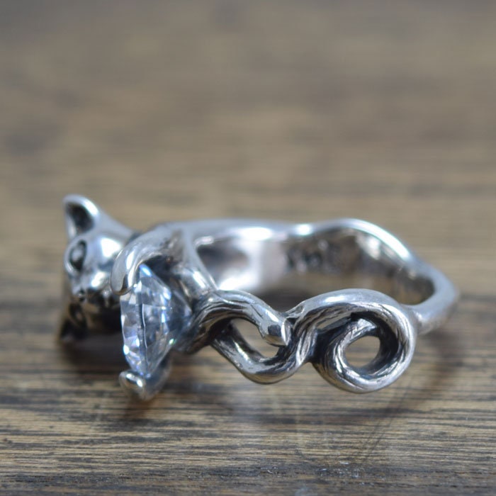 Cat Ringhold on Tight Cat Ringdelicate Hand - Etsy