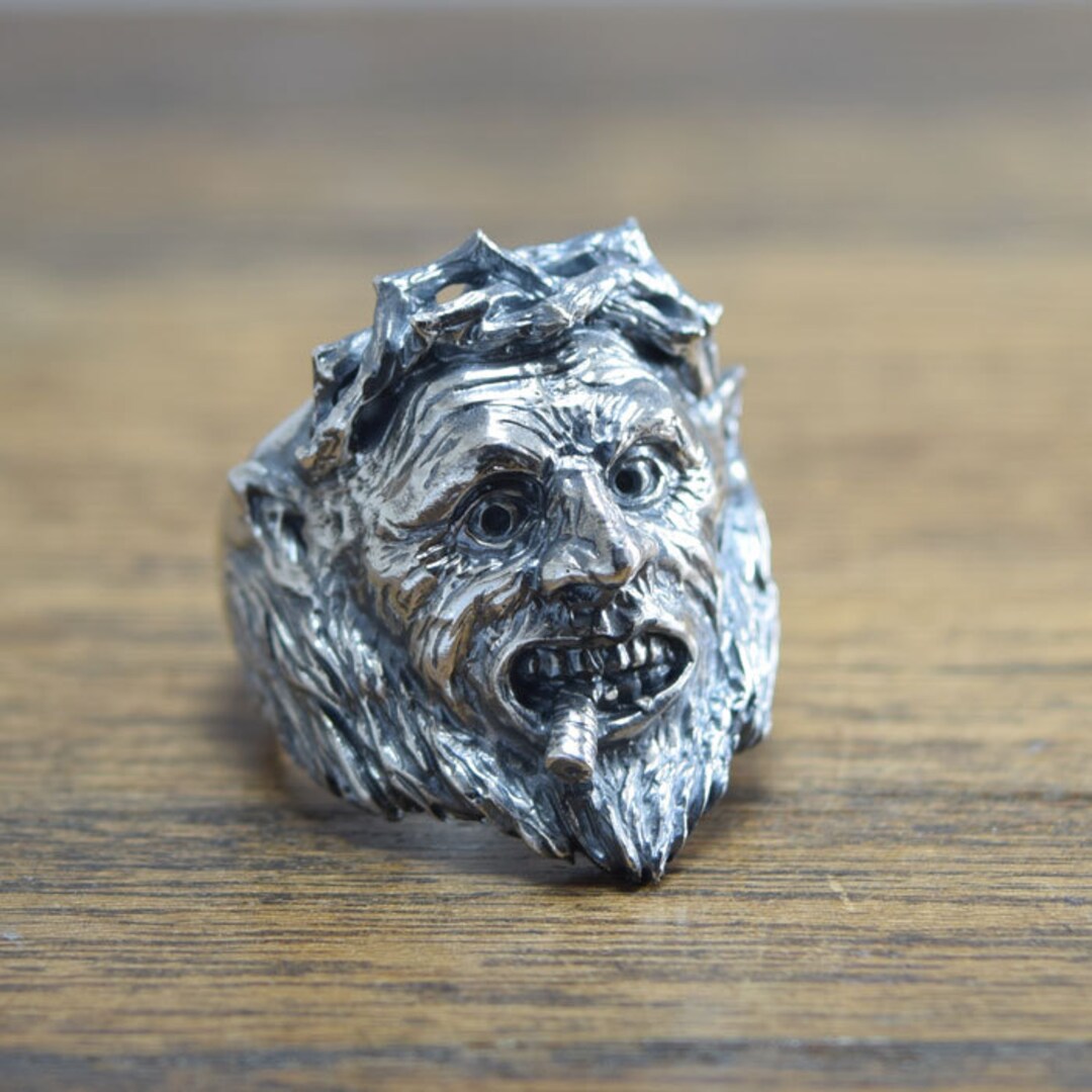 Angry Man Ring,delicate Hand Carving,925,solid Sterling Silver - Etsy