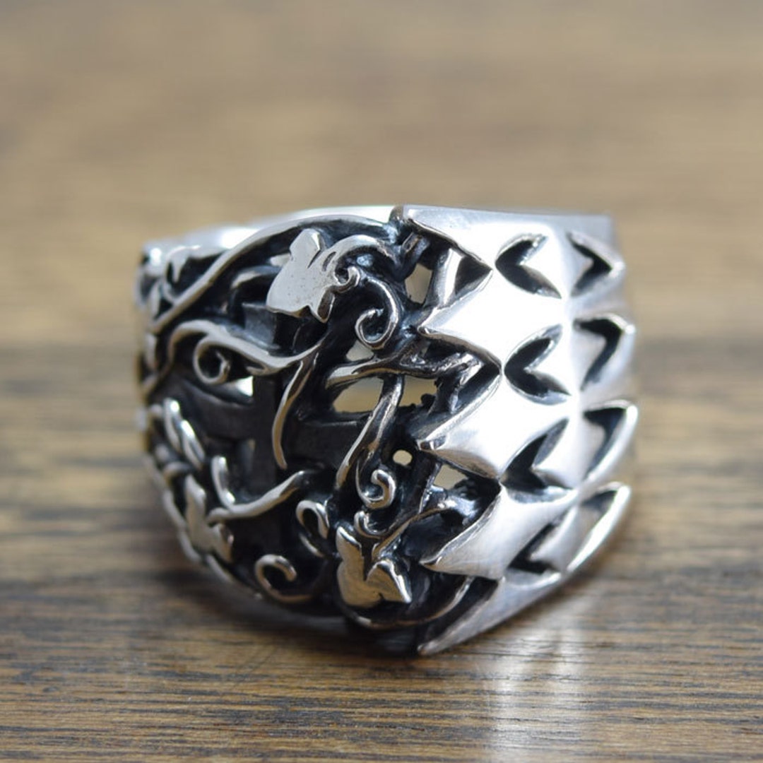 Unique Open Work Ring,delicate Hand Carving,openwork,925,solid Sterling ...