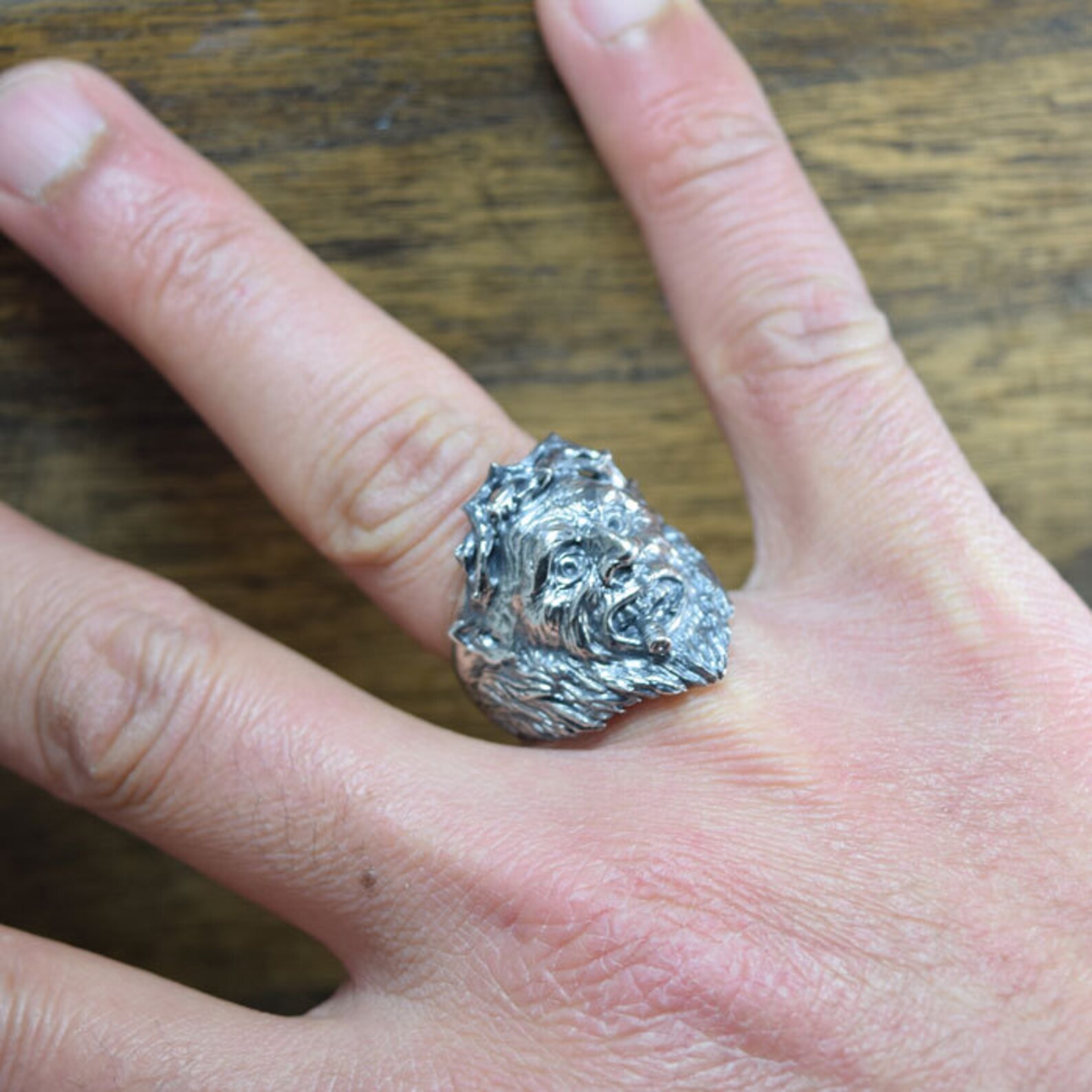 Angry Man Ring,delicate Hand Carving,925,solid Sterling Silver - Etsy