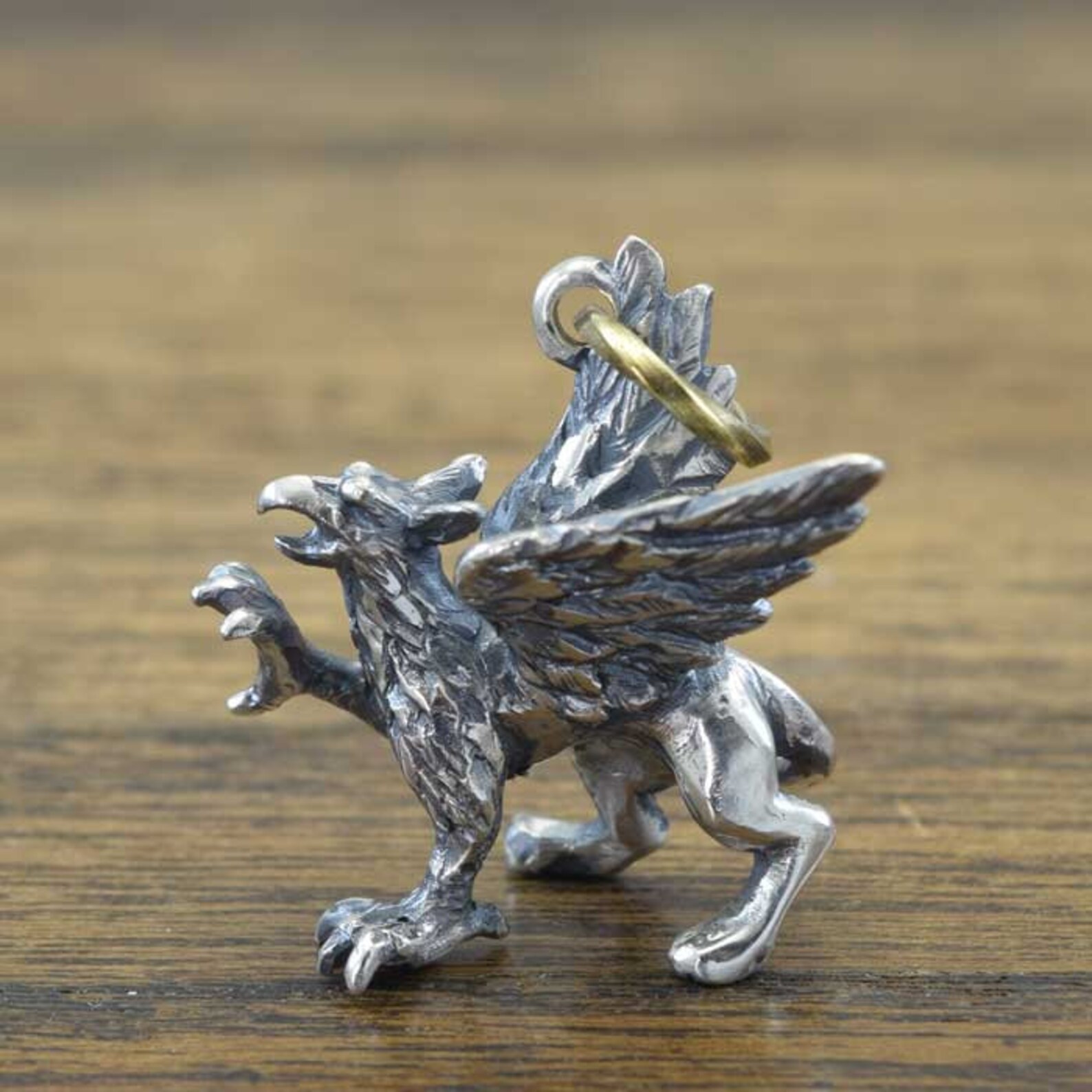 Griffin Pendantdelicate Hand Carving925solid Sterling - Etsy