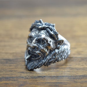 Angry Man Ring,delicate Hand Carving,925,solid Sterling Silver - Etsy