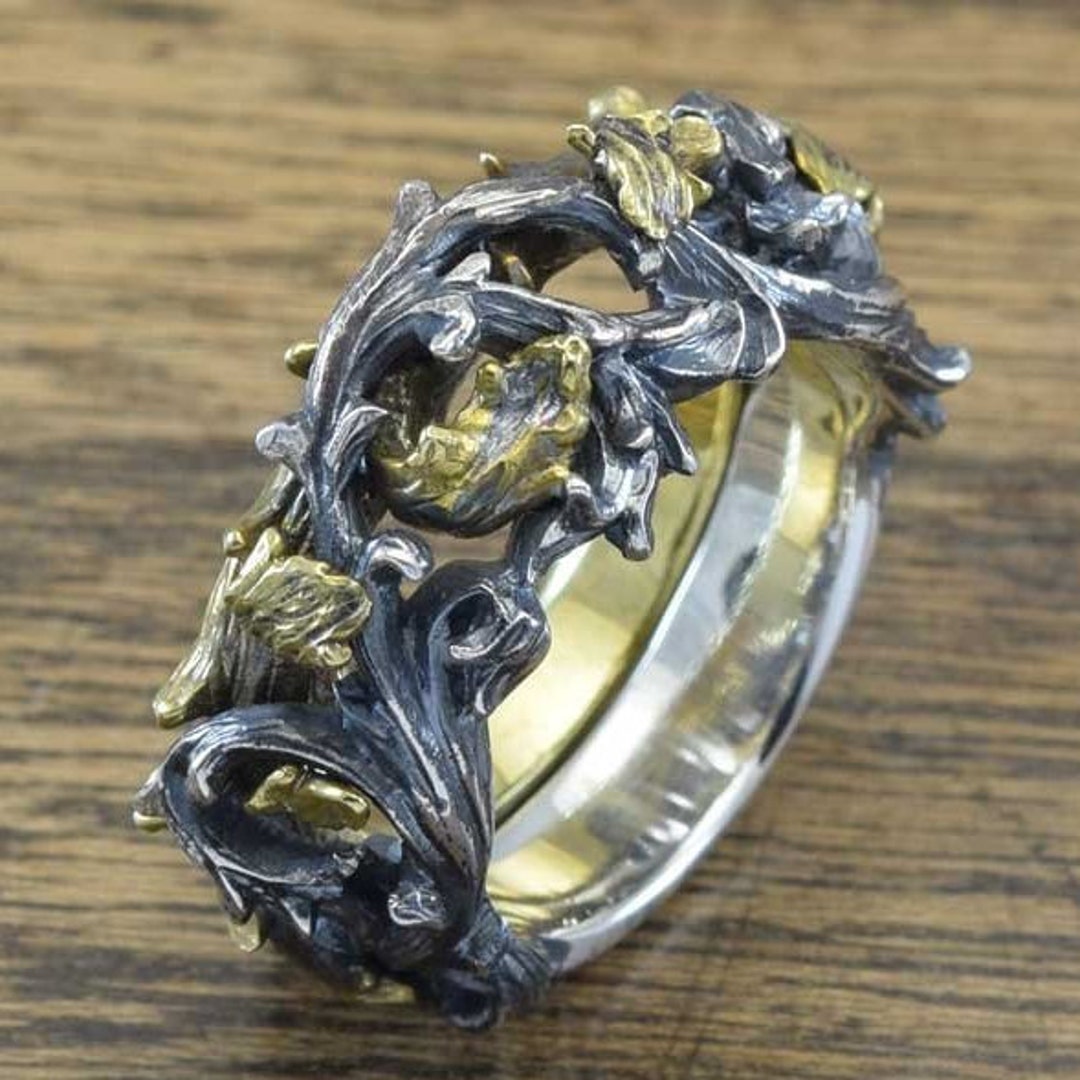Gothic Ring,delicate Hand Carving,925,solid Sterling Silver,brass - Etsy