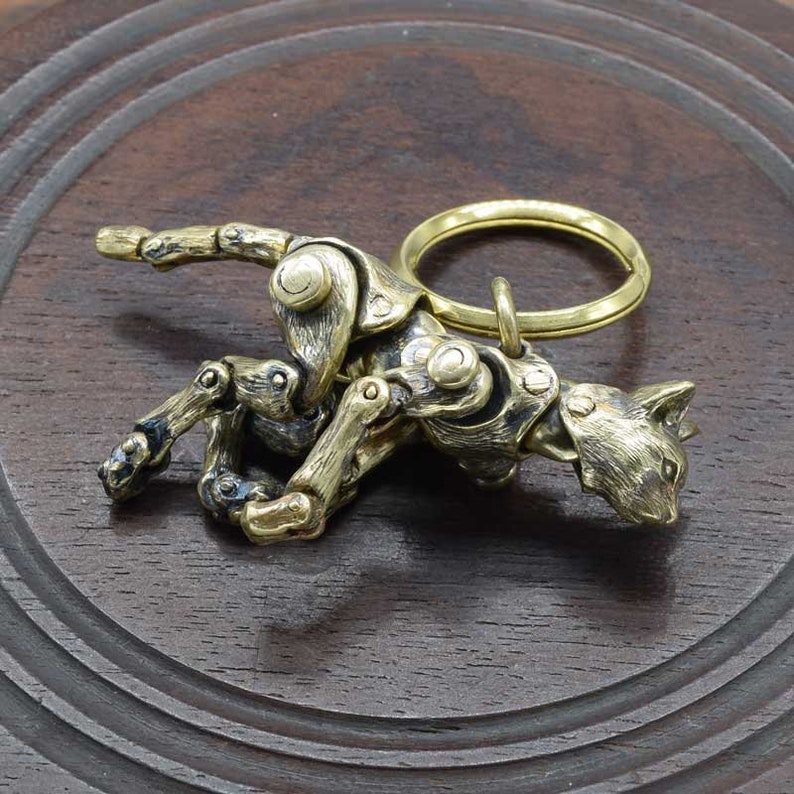 Capricious Cat Keyring,cat,movable Joints,keyholder,gift,delicate Hand ...