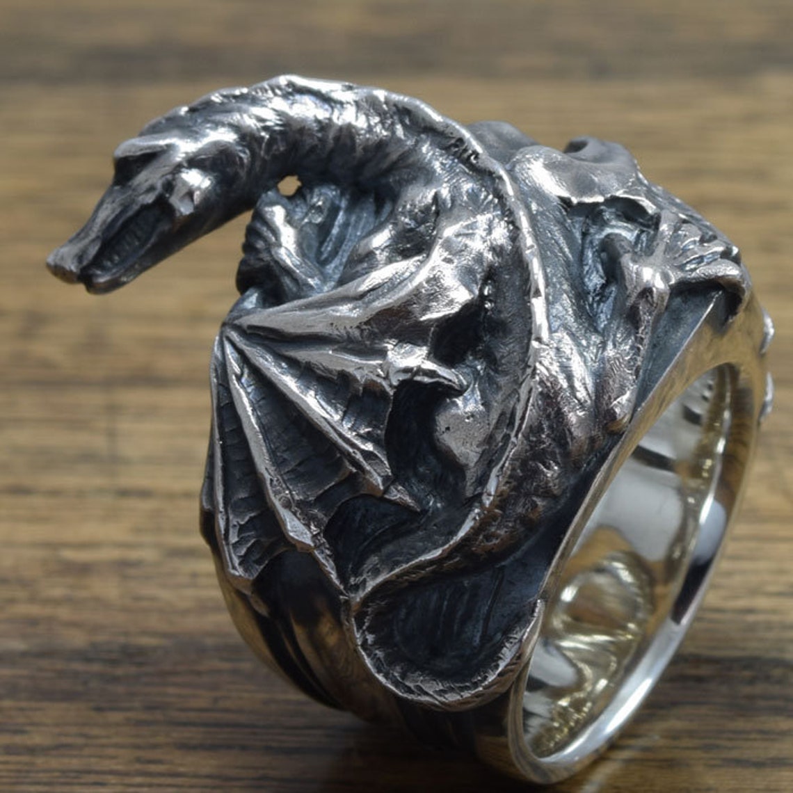 Clinging Dragon Ringdelicate hand carving925Solid Sterling | Etsy