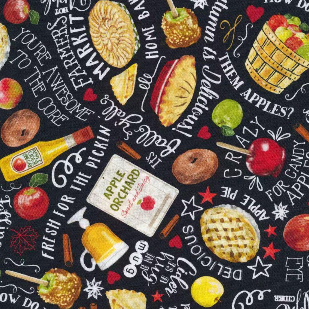 Apple Picking Cotton Fabric: Apple Pie, Cider, Orchard Print - Etsy