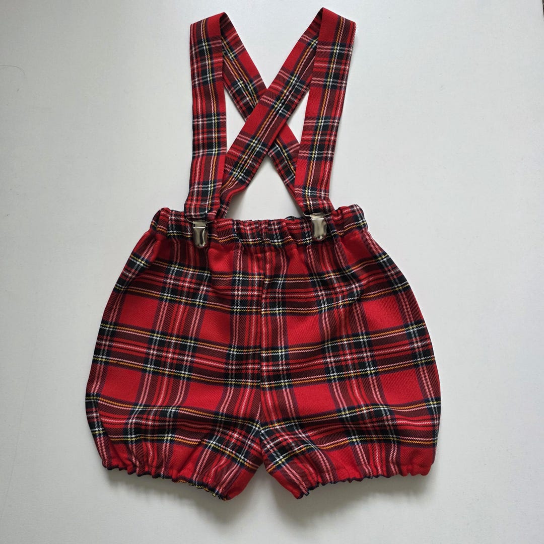 Royal Scottish Stewart Tartan Prints Bloomer With Braces Cute Baby Set ...
