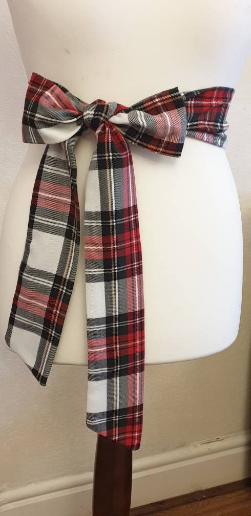 Women's White Tartan Sash, Tartan Plaid Sashes, Belt, Wedding ...