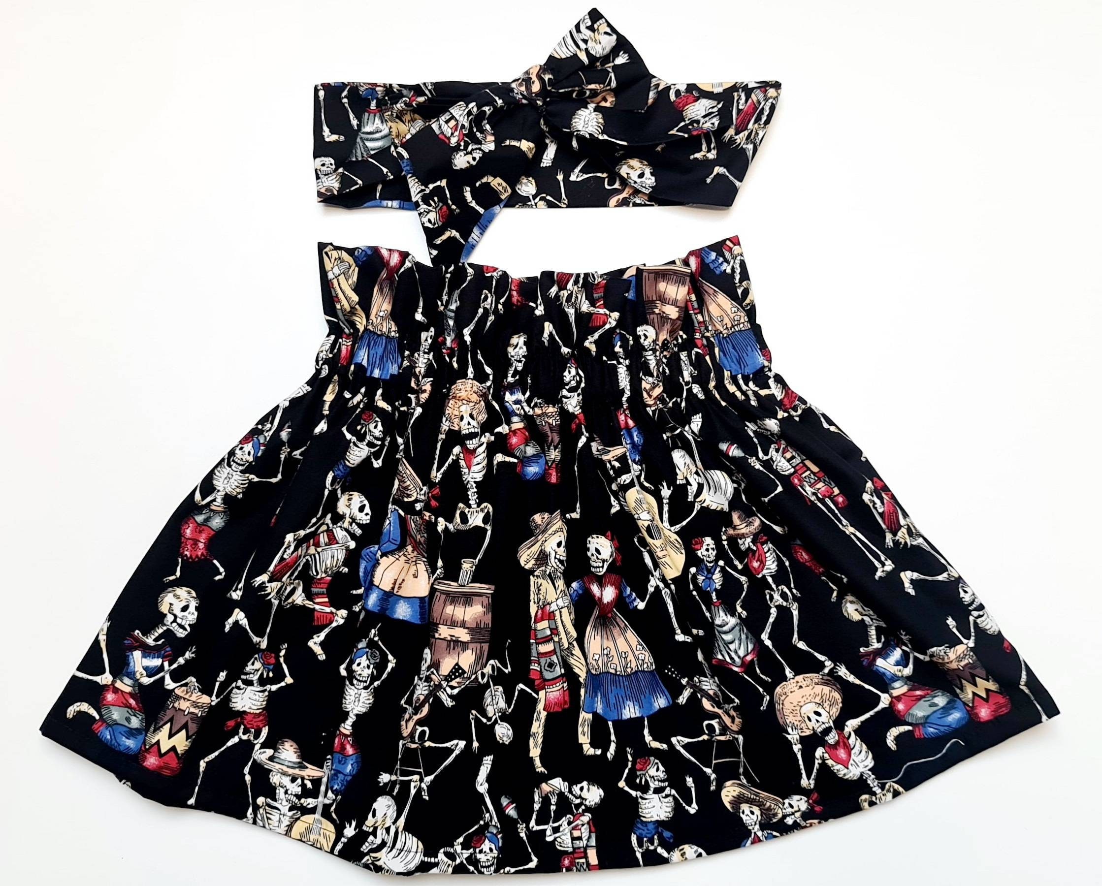 Skeleton Party Skirt and Headwrap Cute Baby Set Skull Print | Etsy