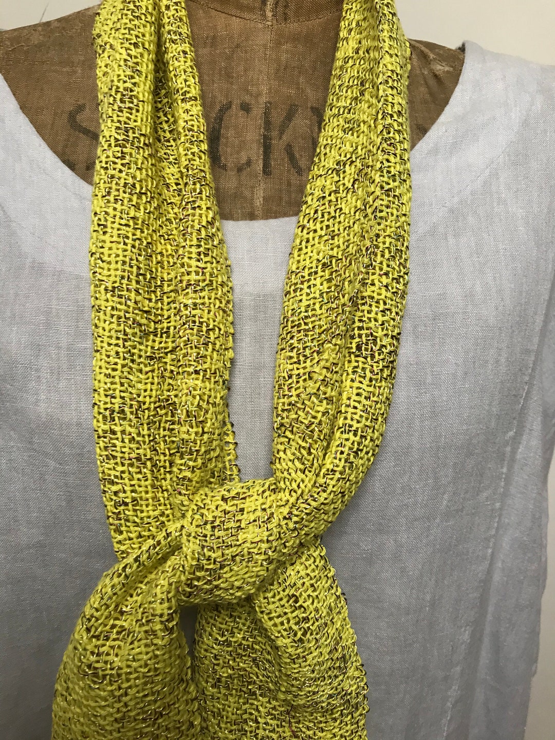 Beautiful Open Weave Handwoven Scarf in Vivid Canary Yellow Organic ...