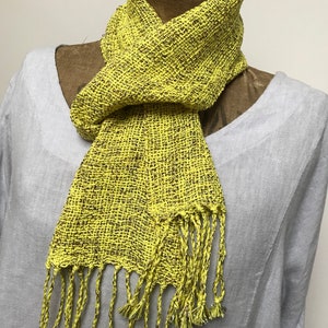 Beautiful Open Weave Handwoven Scarf in Vivid Canary Yellow Organic ...