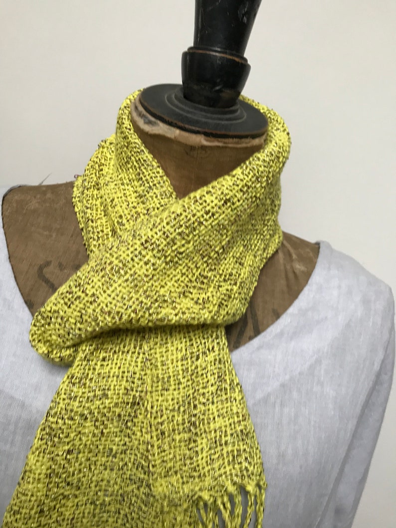 Beautiful Open Weave Handwoven Scarf in Vivid Canary Yellow Organic ...