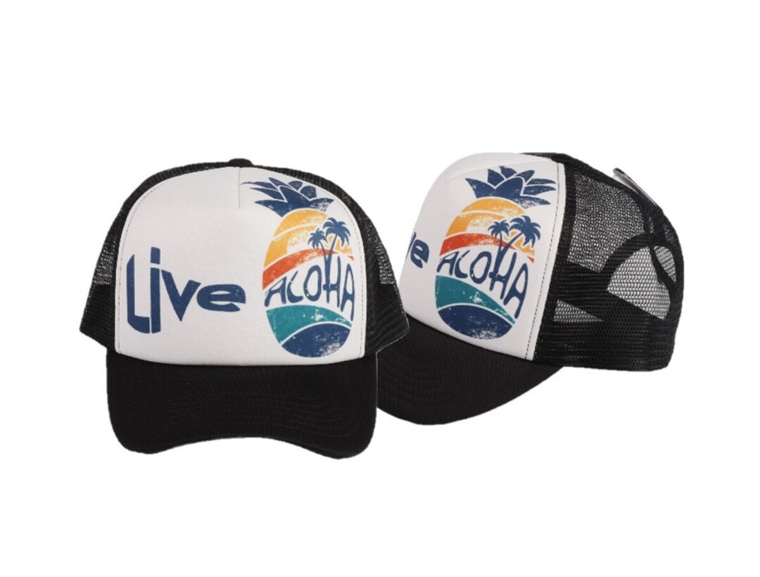 Hawaiian Design "aloha" Print Baseball Cap Black or Beige Mesh Hat ...