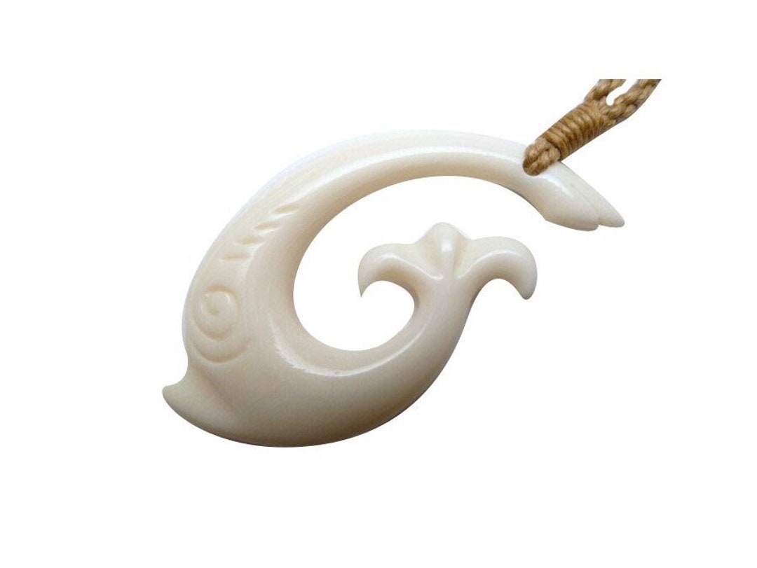 Buffalo Bone Hei Matau Wera Whale Tail Braided Knotted Adjustable Hemp ...