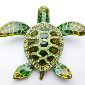 3" Green Sea Turtle Trinket Box in Green Stone Embedded Crystal Jewelry ...