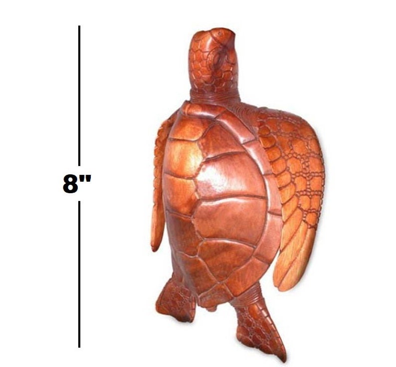 Hand Carved Solid Wood Sea Turtle Sculpture Figurine Tropical - Etsy